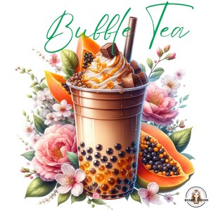 Bubble Tea Clipart, Summer Bubble Tea Clipart, Boba Tea Clipart, Fruits ...