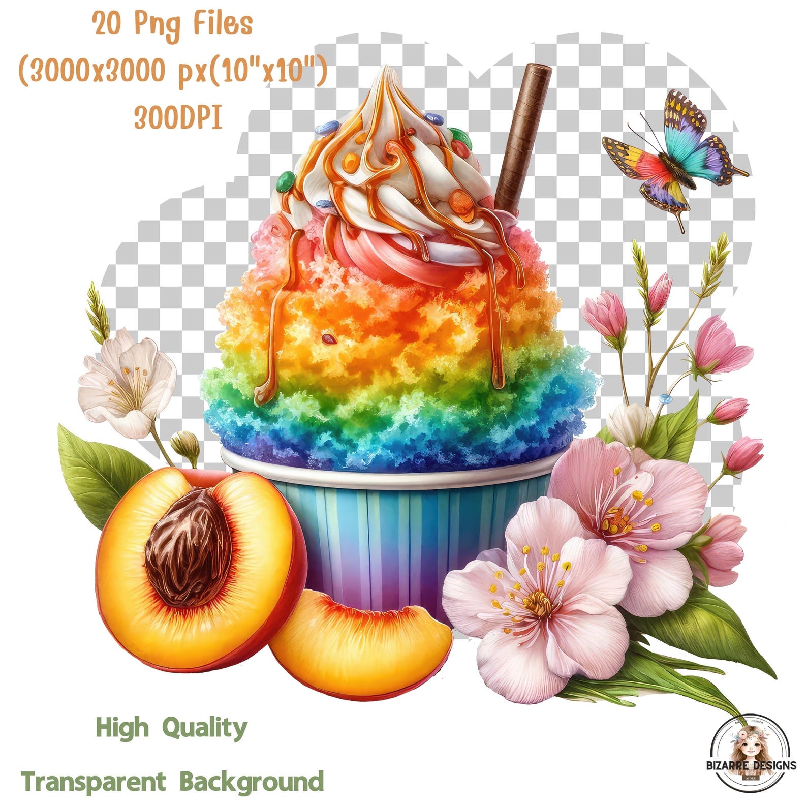 Shaved Ice Clipart, Colorful Shaved Ice Clipart Bundle, 20 High-quality ...