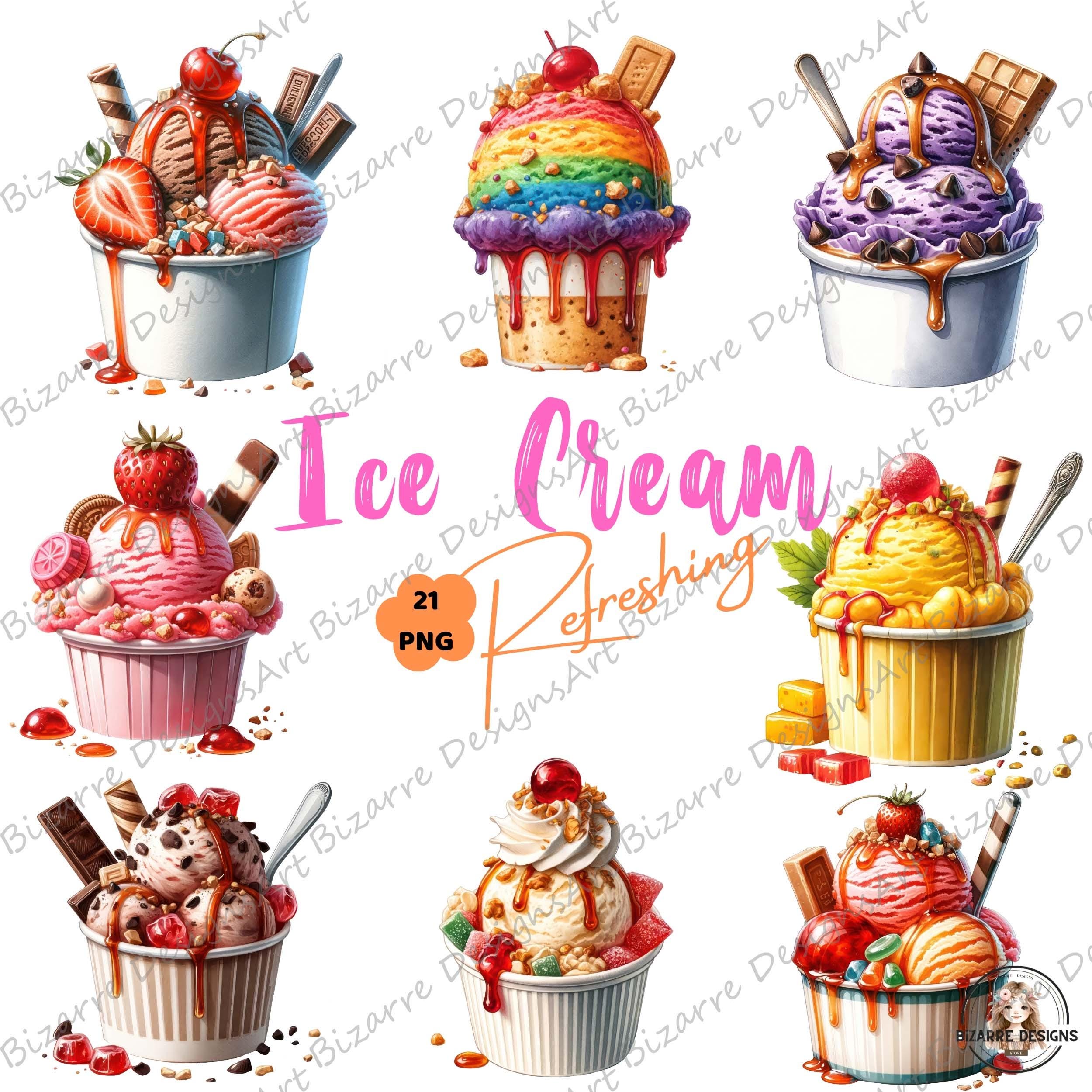 Ice Cream Summer Clipart, Ice Cream Watercolor Clipart, Sweets Clipart ...