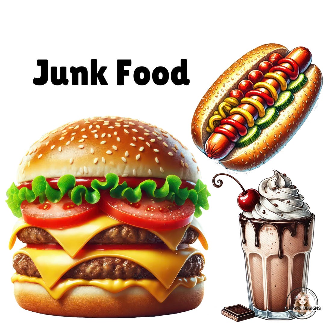 Junk Food Clipart, Fast Food, Food Download, Instant Download, Pizza ...