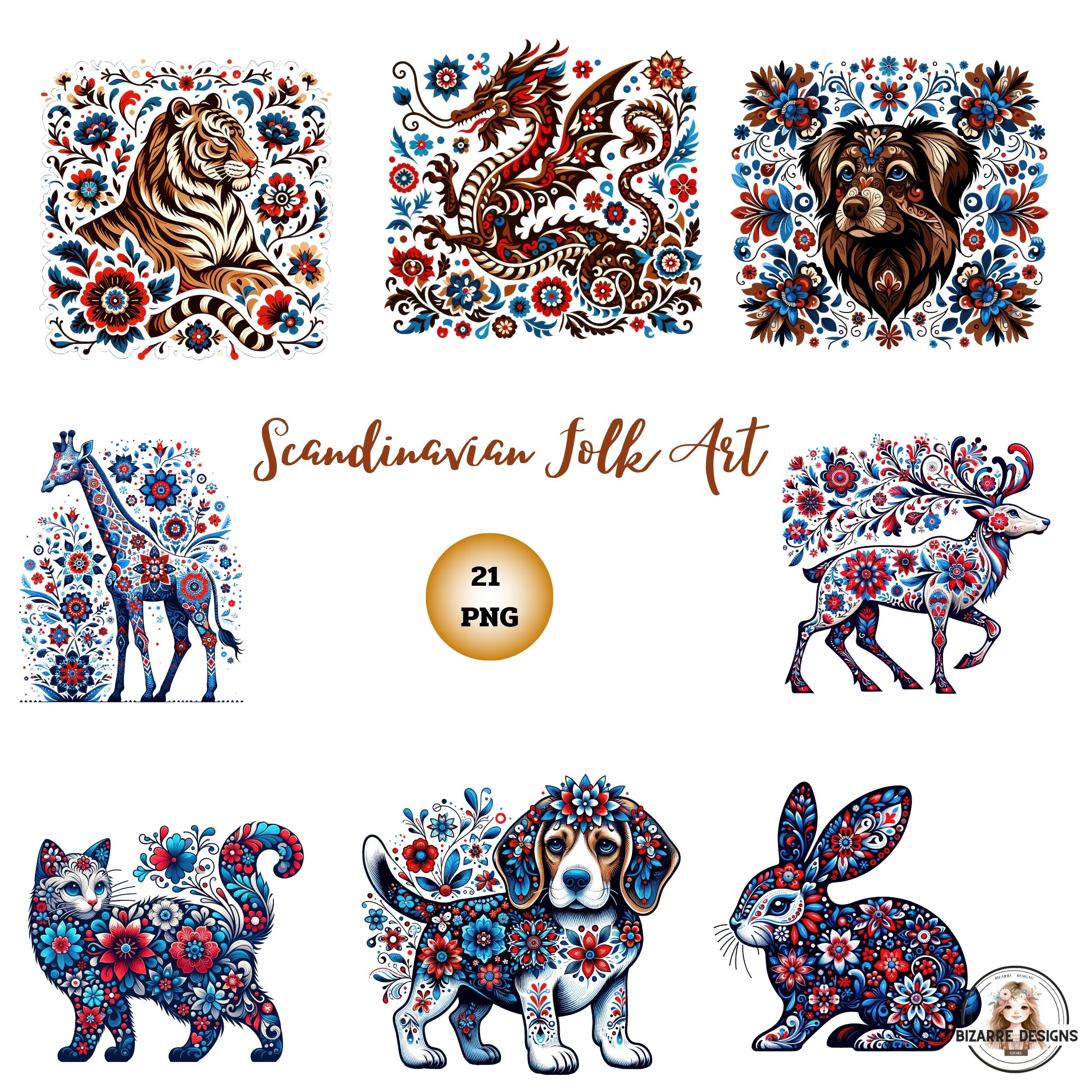 Folk Animals Clipart, Folk Clipart, Folk Art Clipart, Scandinavian ...