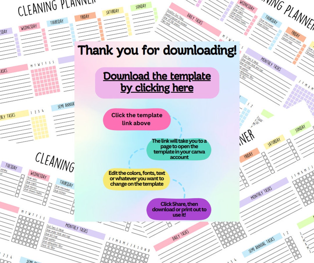 Cleaning Planner Printable/editable Daily/weekly/monthly/quarterly/semi ...