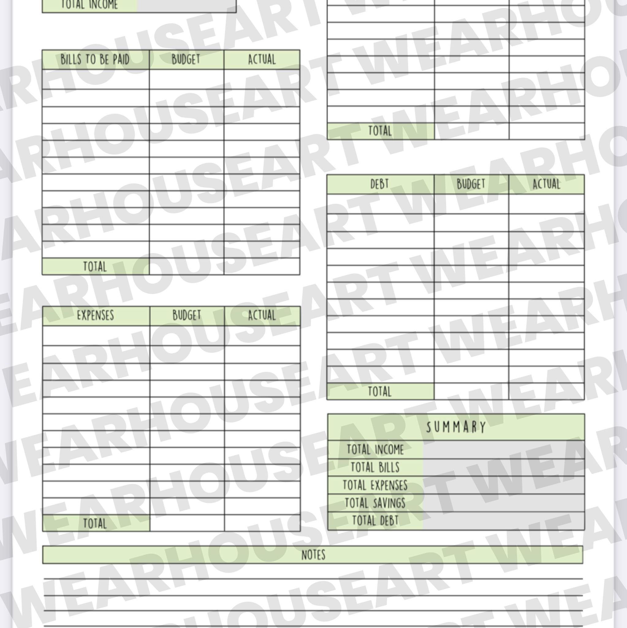 Budget Planner Template - 5 Pastel Colors - Digital Download - Etsy