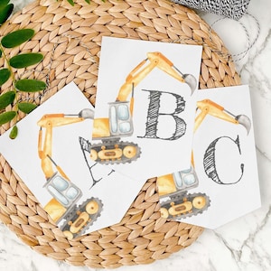 Editable Digger Construction Banner Bunting Printable Template | Custom ...