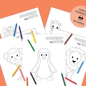 10 Kids CONNECT THE DOTS Zoo Animals | Printable Paint by Number Pages ...