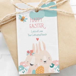 Editable Easter Gift Tag Template, Green Gnome Eggs Printable Happy ...