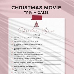 Printable Christmas Movie Trivia Game Traditional Xmas Film Quiz for ...