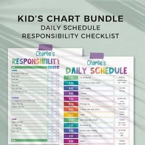 Rainbow Daily Schedule Chart for Kids, Editable Printable Daily Weekly ...