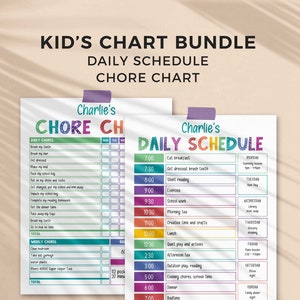 Rainbow Editable Chart Bundle for Kids, Daily Schedule Chore Chart ...