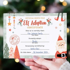 Editable Christmas Elf Adoption Certificate Adopt a New Christmas Elf ...