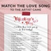 Valentine's Day Printable Game, Match the Love Song Music Activity ...