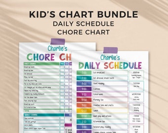 Rainbow Daily Schedule Chart for Kids, Editable Printable Daily Weekly ...