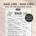 Father's Day Printable Game, Mad Libs Fill in the Blanks | Superhero ...