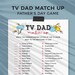 Father's Day Printable Game, TV Dad Match up Activity | Famous ...