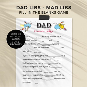 Father's Day Printable Game, Mad Libs Fill in the Blanks Superhero Dad ...