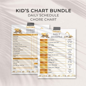 Construction Editable Chart Bundle for Kids, Daily Schedule + Chore ...