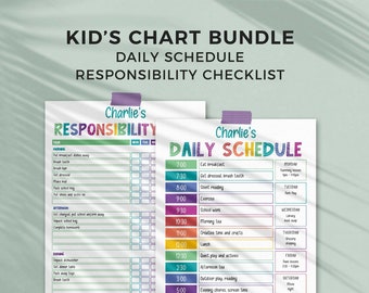 Rainbow Daily Schedule Chart for Kids, Editable Printable Daily Weekly ...