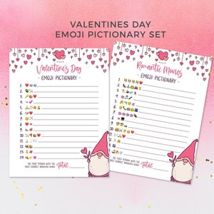 Valentines Day Printable Game, Emoji Pictionary Bundle Movies Love Kids ...