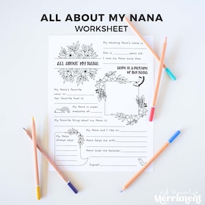 All About Nana Mother's Day Printable Gift Questionnaire | Fill in the ...