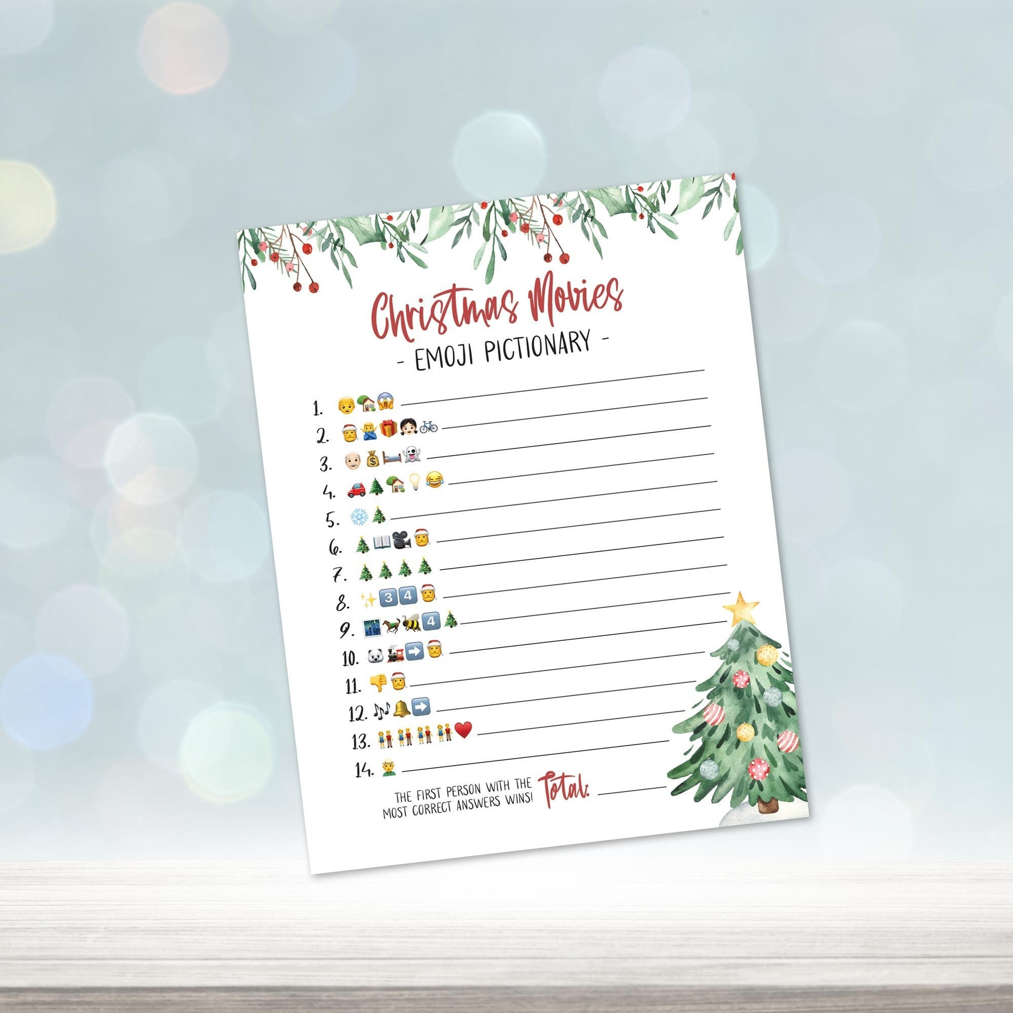 Christmas Printable Game Emoji Pictionary Movies Kids - Etsy