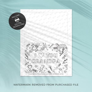 Love You Grandpa Printable Coloring Father's Day Card | DIY Kids ...