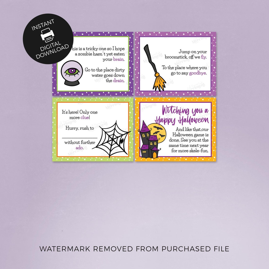 Indoor Halloween Scavenger Hunt Game for Kids Printable Clue - Etsy