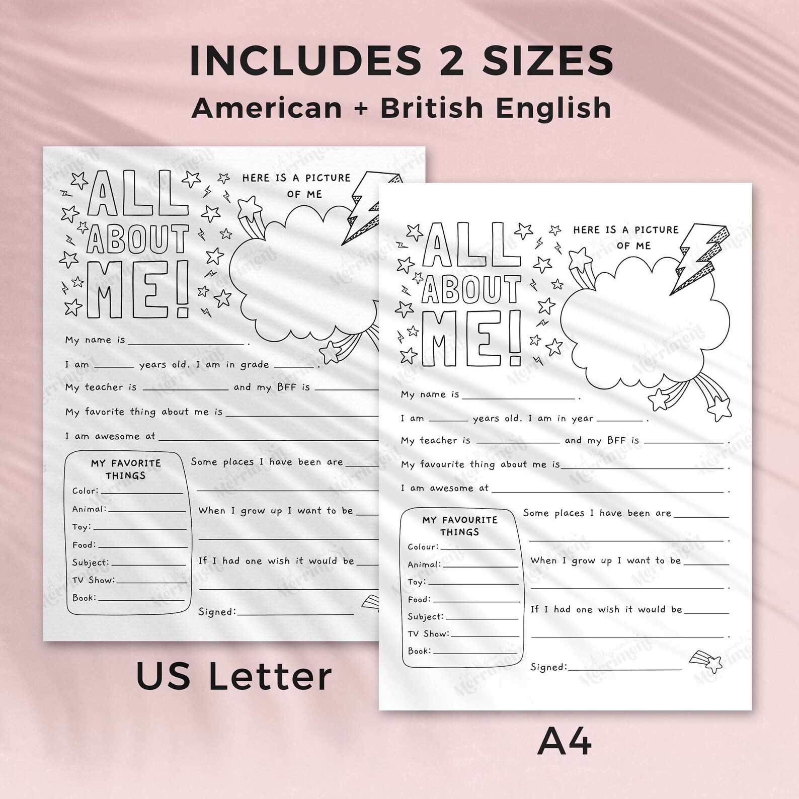 All About Me Printable Worksheet | Back to School Writing Prompt for ...