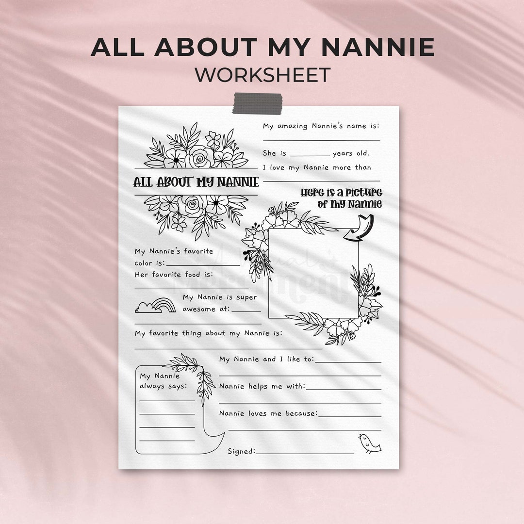 All About Nannie Mother's Day Printable Gift Questionnaire | Fill in ...