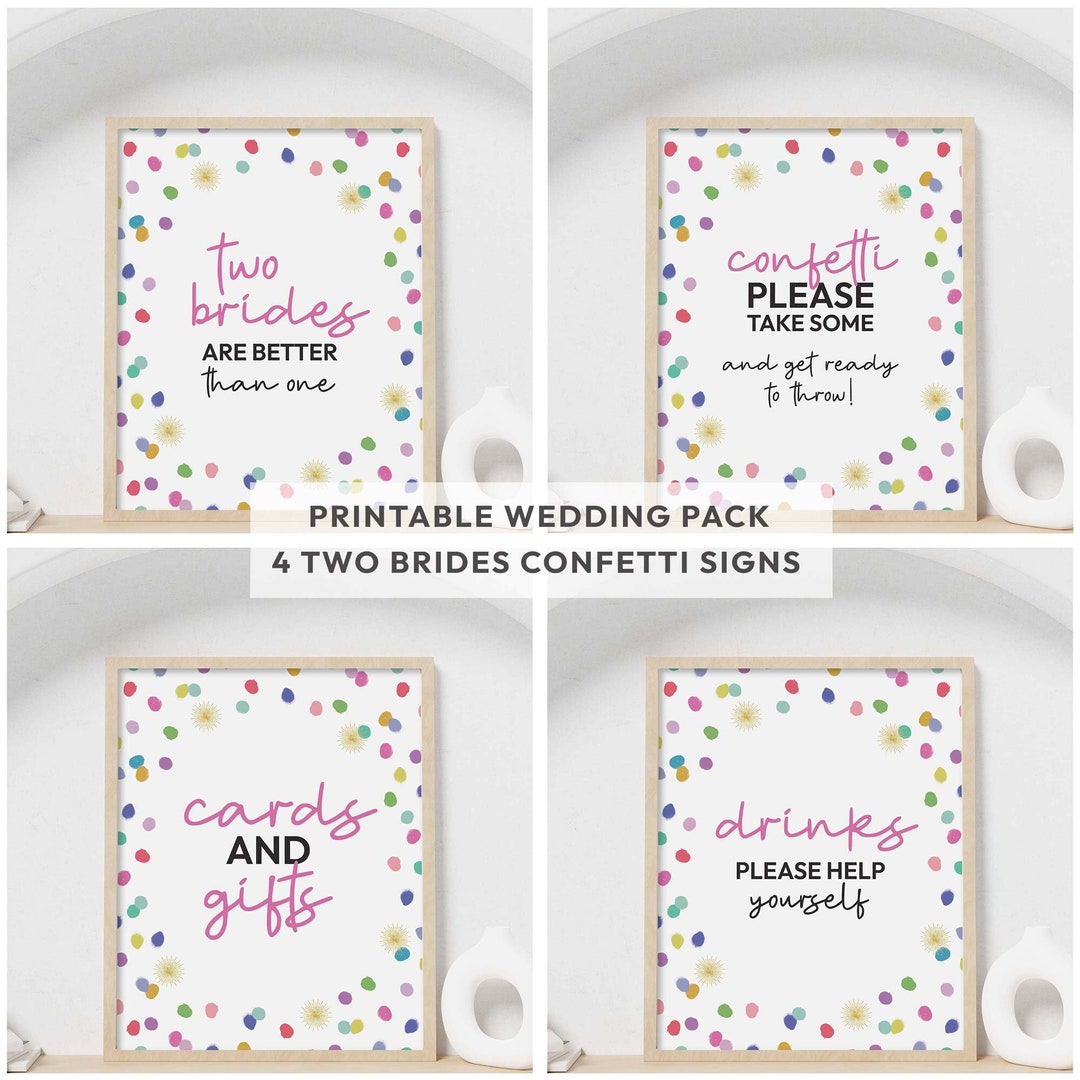 Rainbow Confetti Printable Party Sign Bundle | 8x10 Lgbtq Same Sex ...