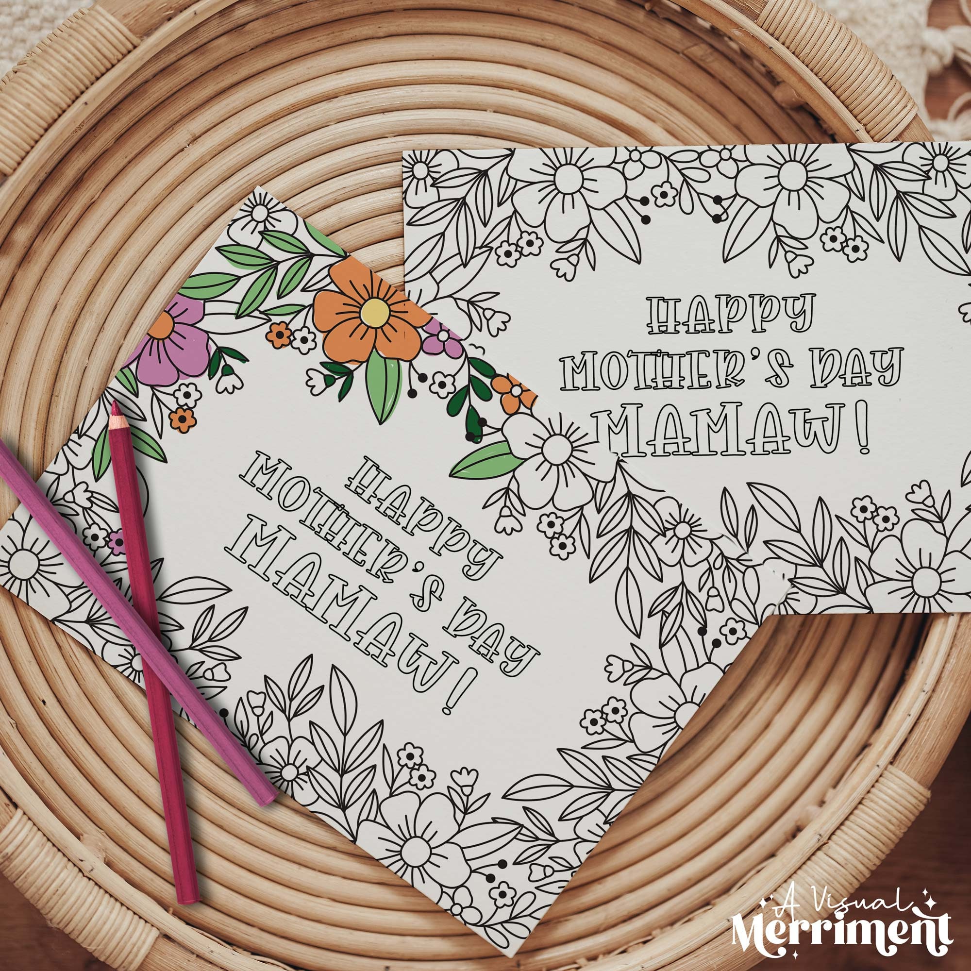 Printable Coloring Grandmother Card All About Mamaw Bundle Happy Mother ...