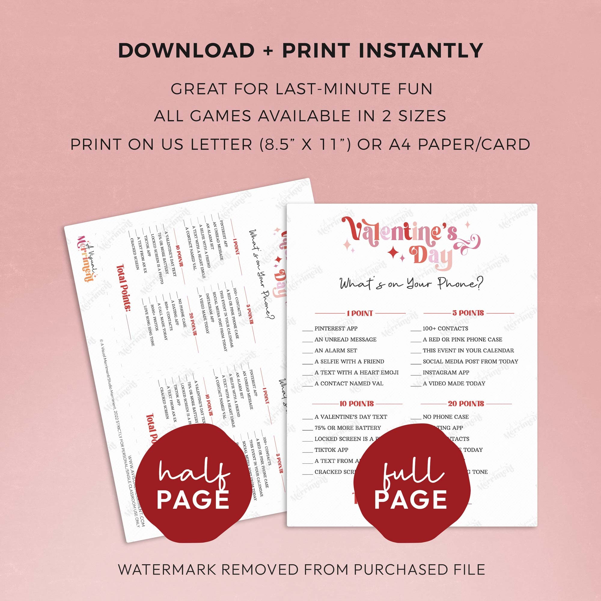 Valentine's Day Printable Game, Whats on Your Phone? | Groovy Retro ...