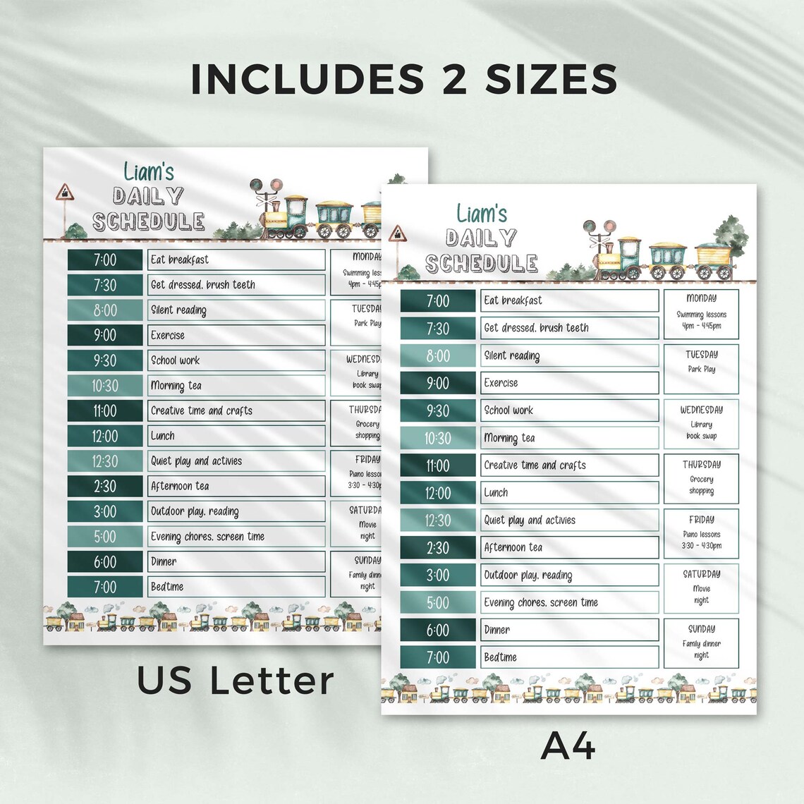Vintage Train Daily Schedule Chart for Kids Editable - Etsy