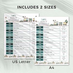 Vintage Train Daily Schedule Chart for Kids, Editable Printable | Daily ...