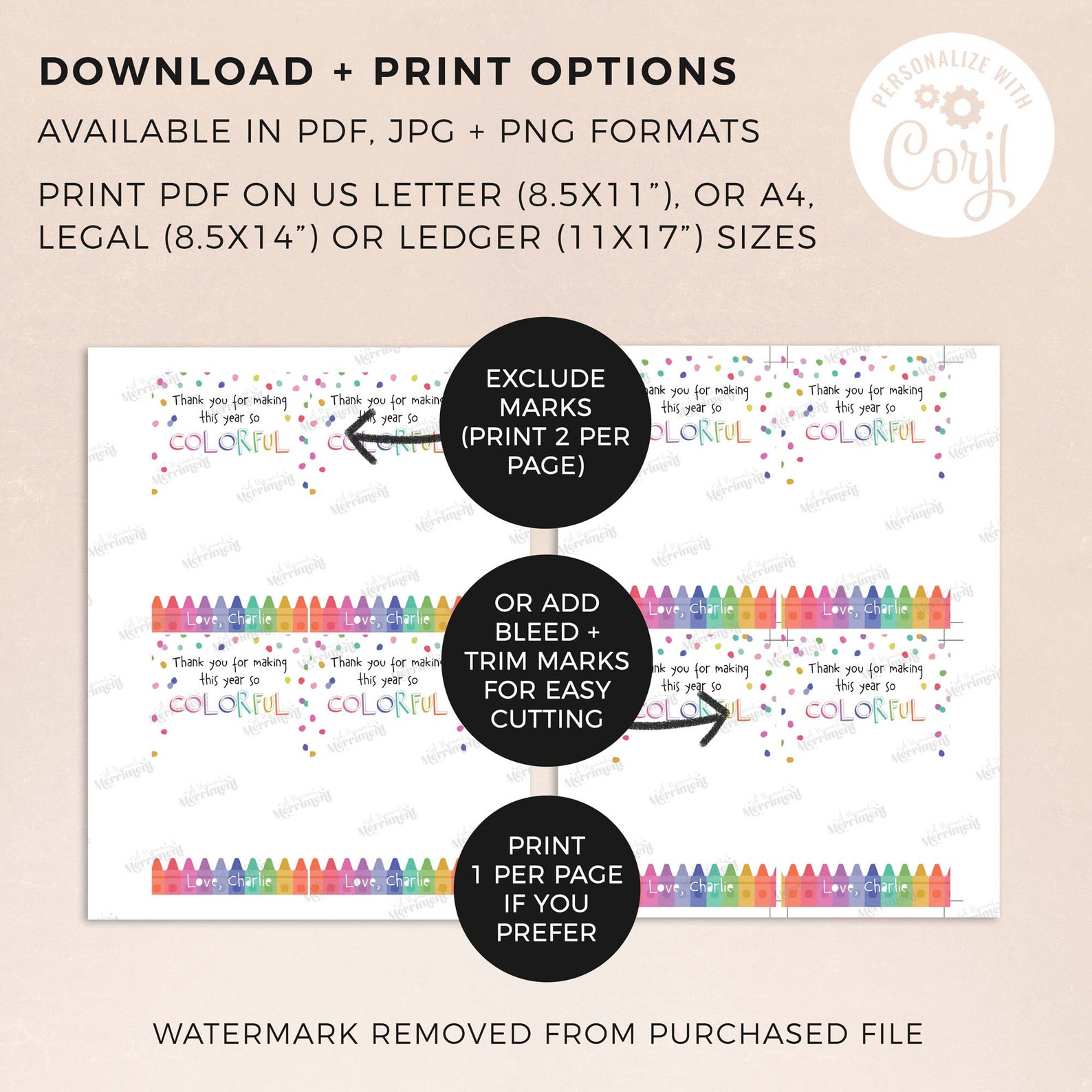 Editable Printable Crayon Card Thank You for Making This Year - Etsy