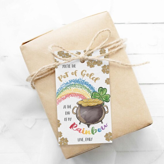 Printable St Patricks Day Tag, editable Pot of Gold at the end of the ...