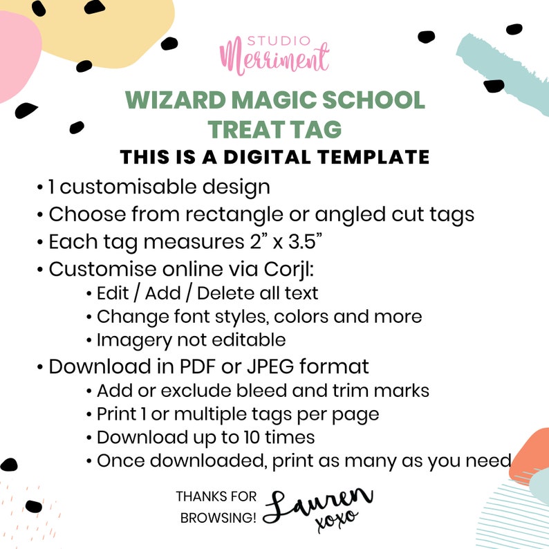 Witch + Wizard Favor Tag, Owl Editable Printable | Magic Birthday ...