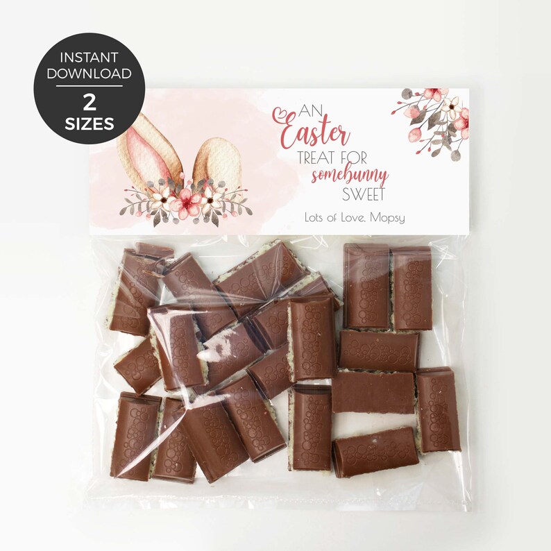 Editable Easter Bag Topper, Printable Favor A Treat for Somebunny Sweet ...