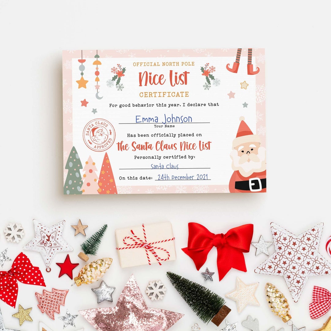 Editable Christmas Elf Nice List Certificate | Official Christmas ...