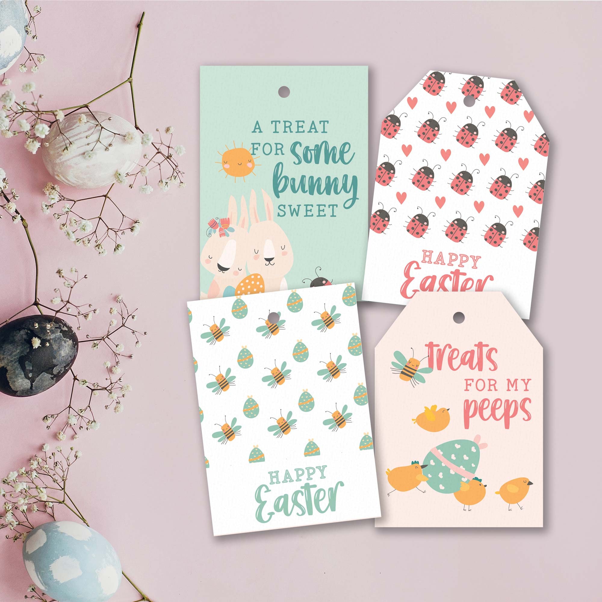 Printable Easter Favor Tags Cute Pastel Spring Bunny Easter - Etsy