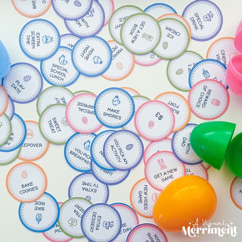 60 Printable Easter Egg Tokens, Editable Spring Reward Coin Basket ...