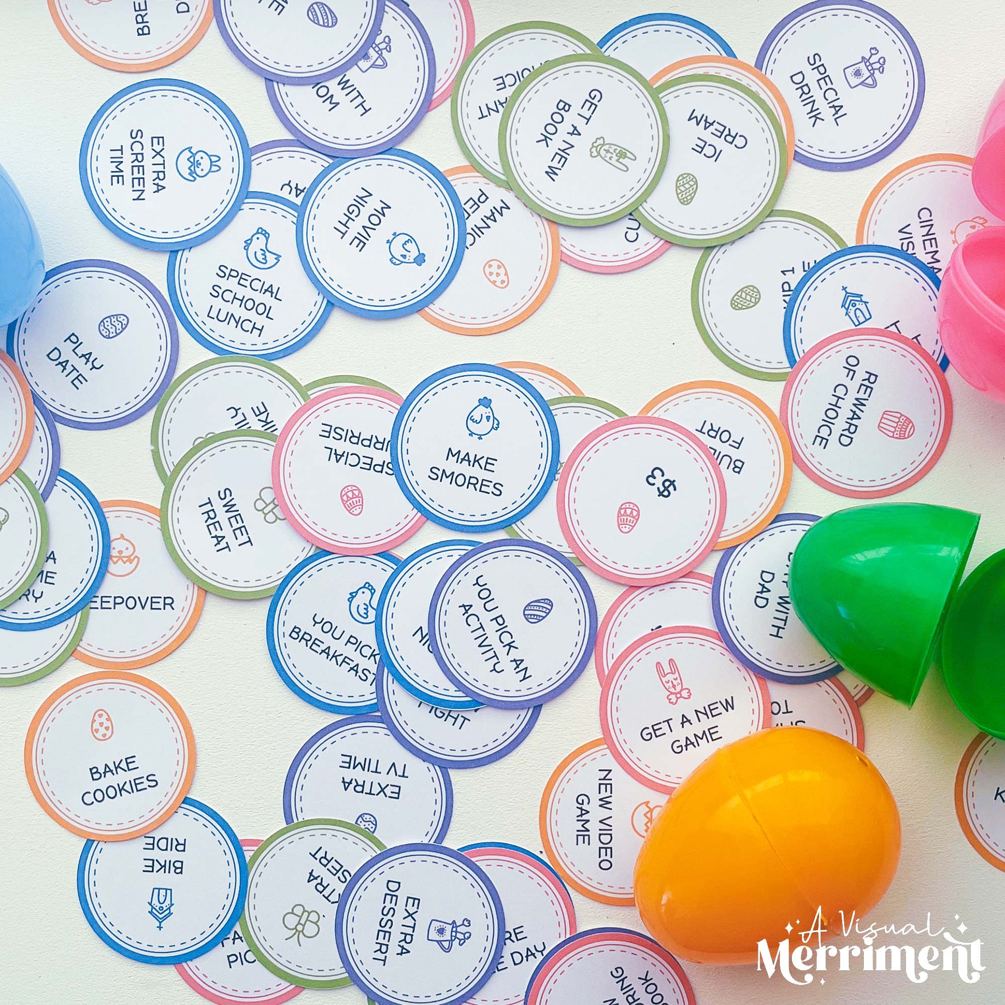 60 Printable Easter Egg Tokens, Editable | Spring Reward Coin Basket ...
