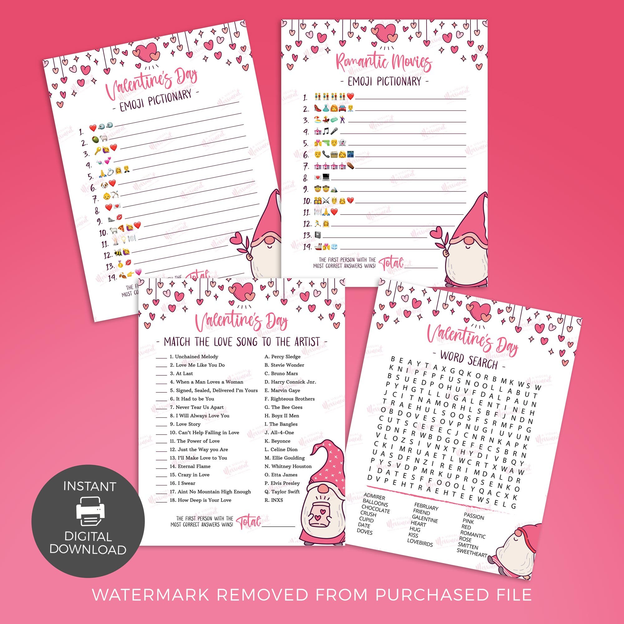 Valentines Day Game Bundle, Printable Love Games, Puzzles | Galentines ...