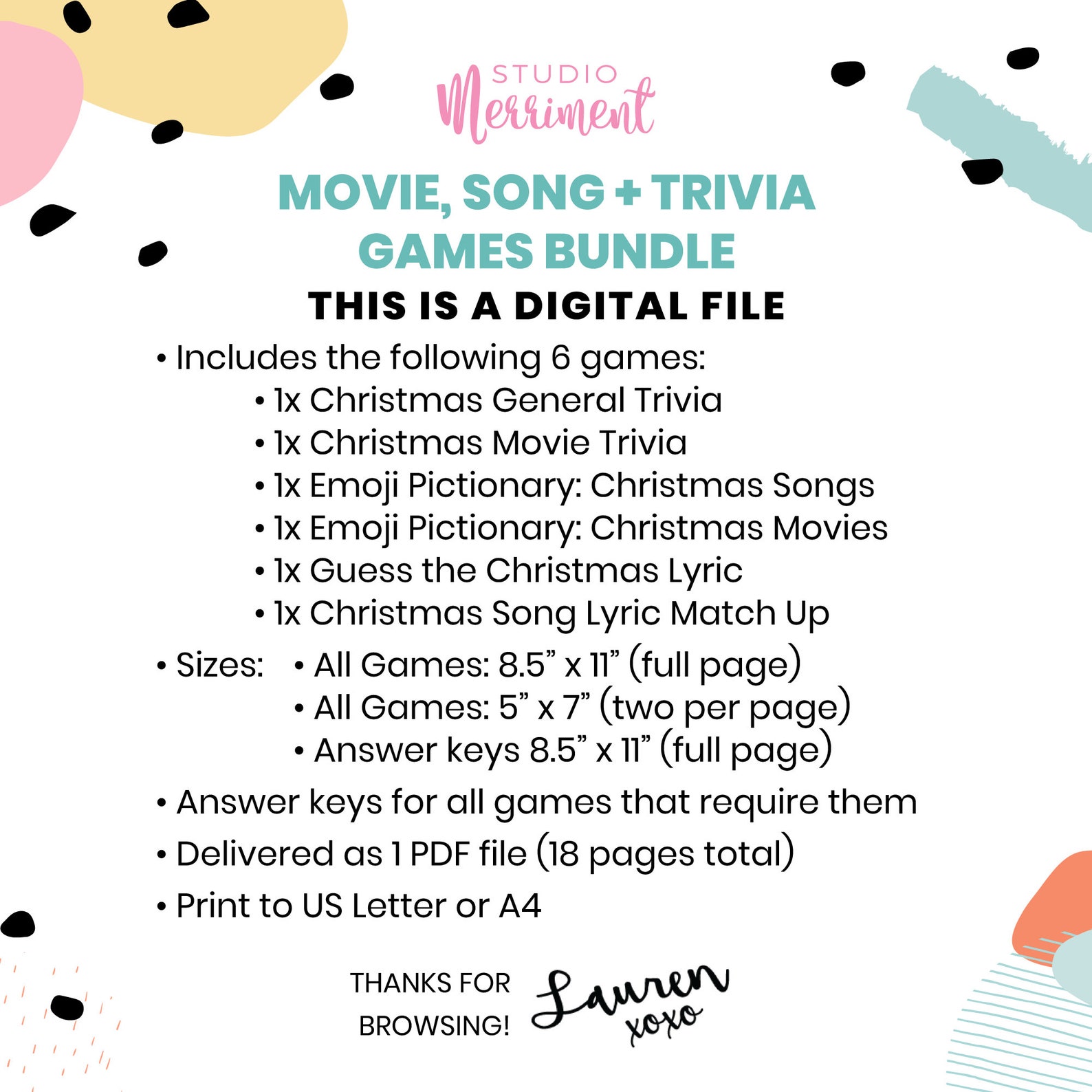 6 Printable Christmas Games Bundle Movies Songs Trivia - Etsy