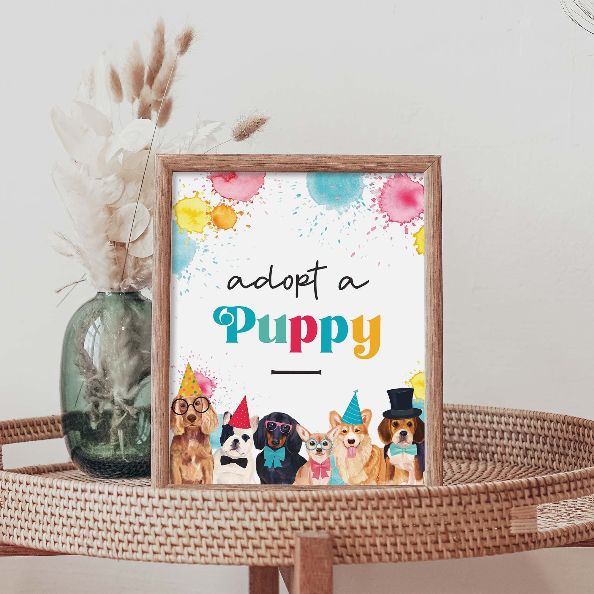 Adopt a Puppy Sign Printable Table Decor for Boy or Girl Dog Party ...