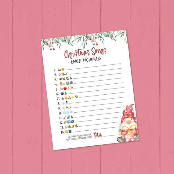 Christmas Printable Game, Emoji Pictionary Songs | Kids, adult, family ...