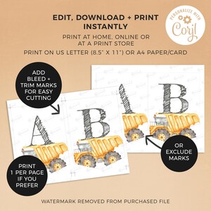 Editable Dump Truck Construction Banner Bunting Printable Template ...