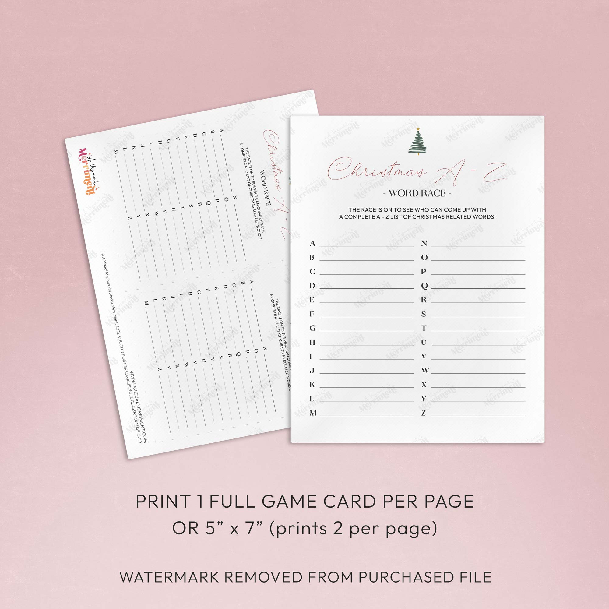 Christmas Printable Game, A Z Word Race Fun Family Activity to Play ...