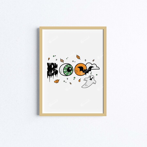 Halloween Wall Art printable, Spooky Boo Quote | Cute cartoon decor ...