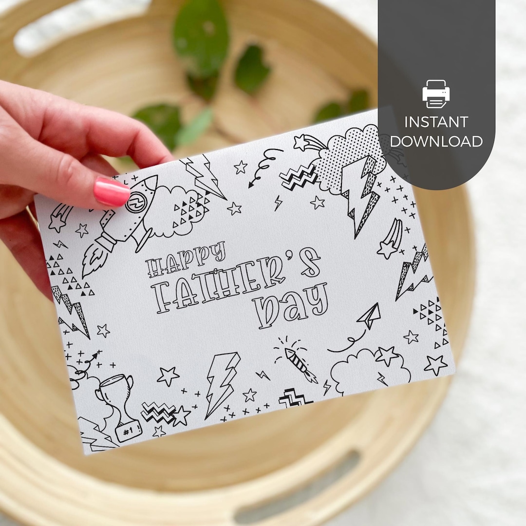Happy Father's Day Printable Coloring Card | DIY Kids Classroom Craft ...