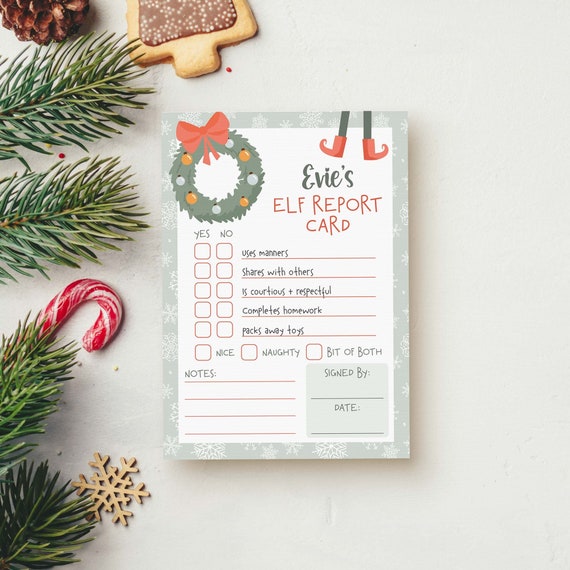 Editable Christmas Elf Report Card | Modern naughty or nice ...